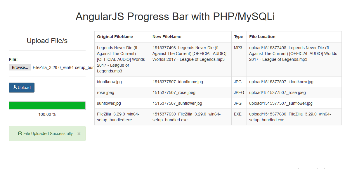 AngularJS Progress Bar With PHP/MySQLi | Campcodes