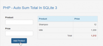 Auto Sum Total In SQLite Using PHP | Campcodes