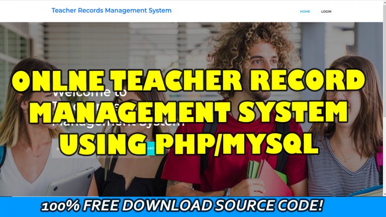 Online Teacher Record Management System Using PHP/MySQLi | Campcodes