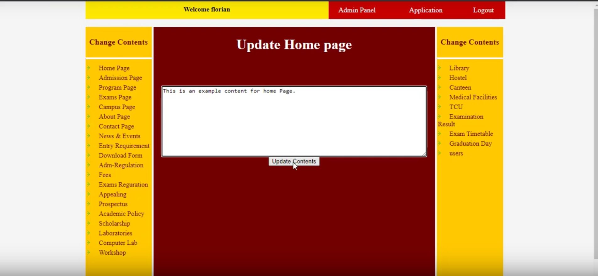 Simple College Website Using PHP/MySQLi | Campcodes