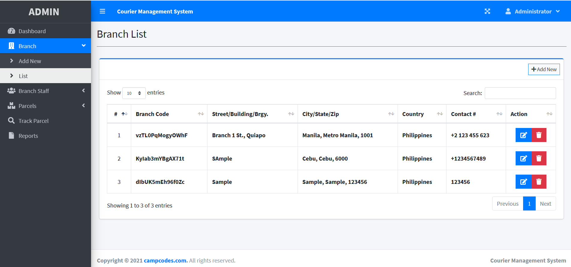 Courier Management System In PHP MySQL Free Download | Campcodes