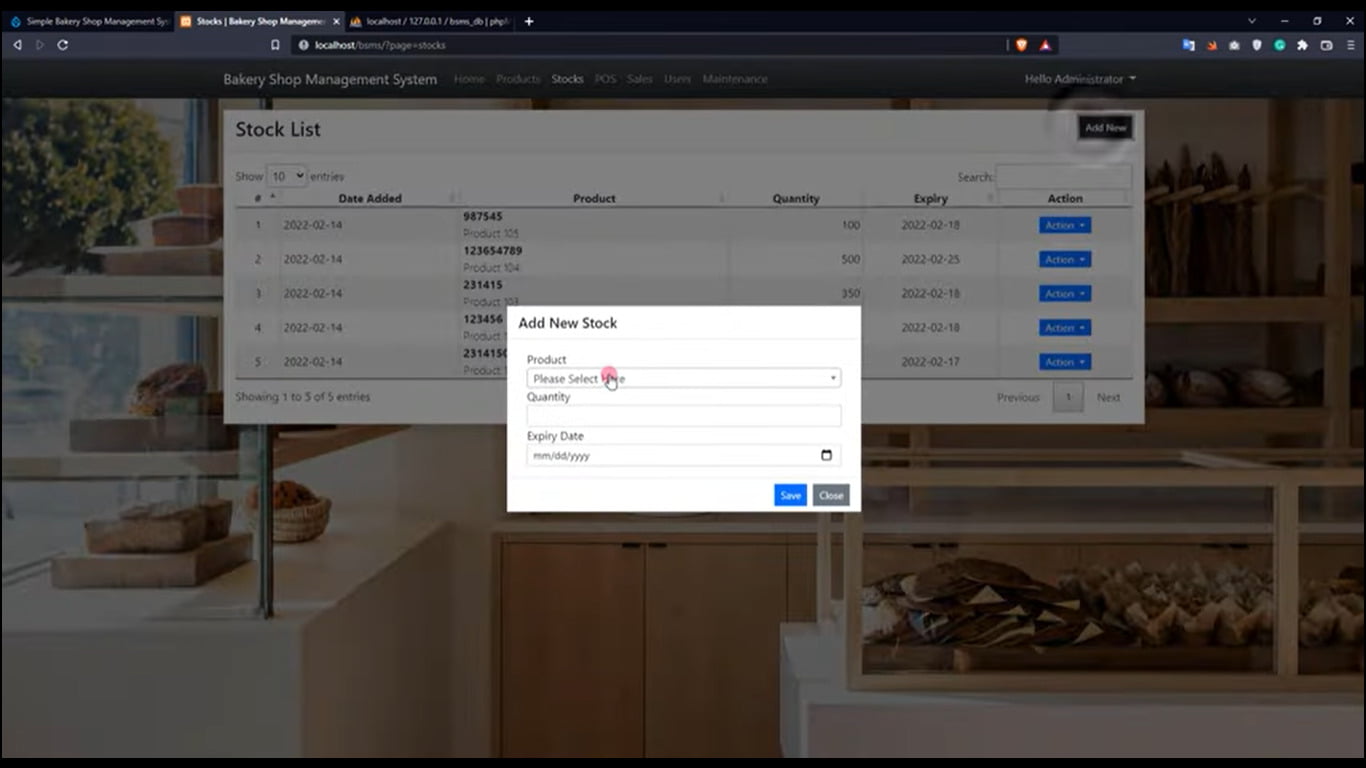 Simple Bakery Shop Management System In PHP MySQL | Campcodes