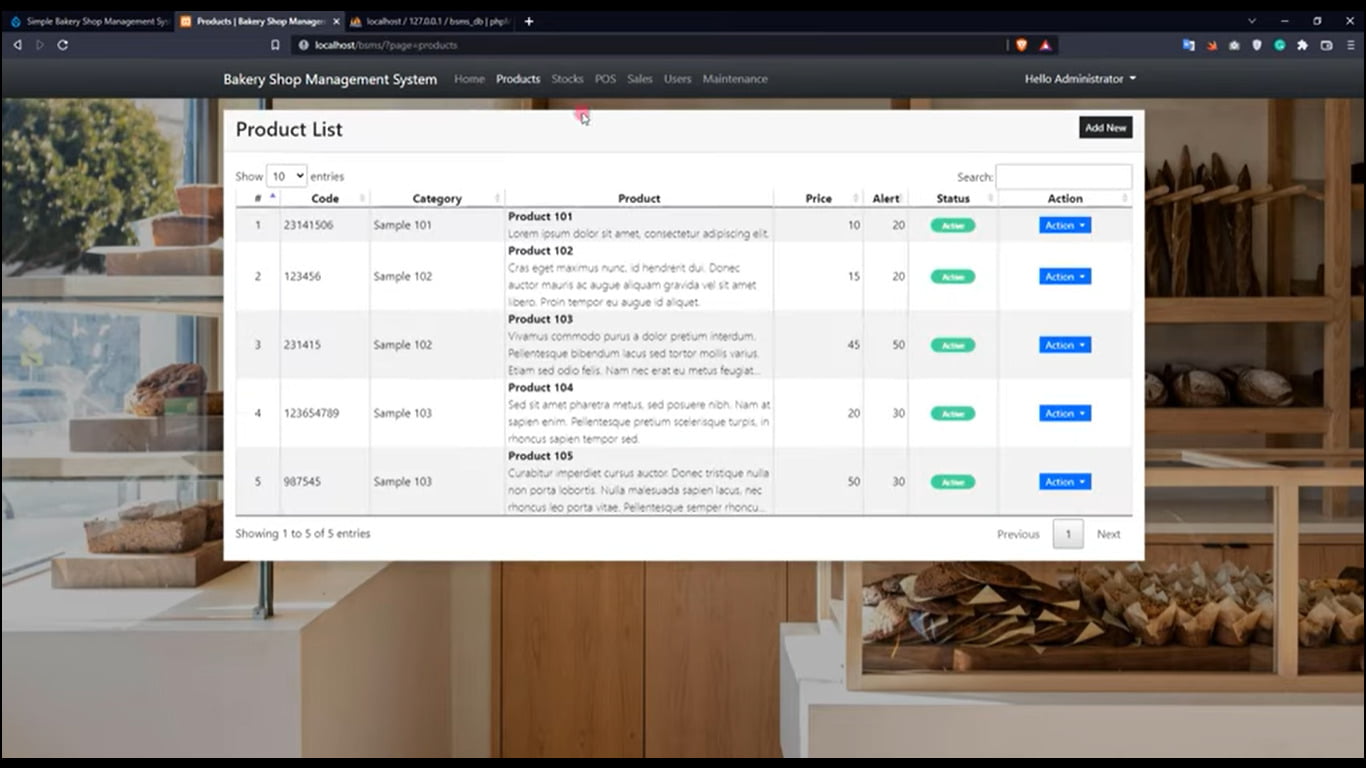 Simple Bakery Shop Management System In PHP MySQL | Campcodes