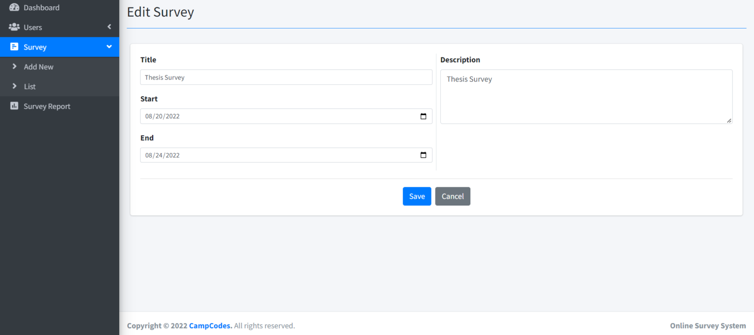Online Survey System In PHP MySQL Free Download Source Code | Campcodes